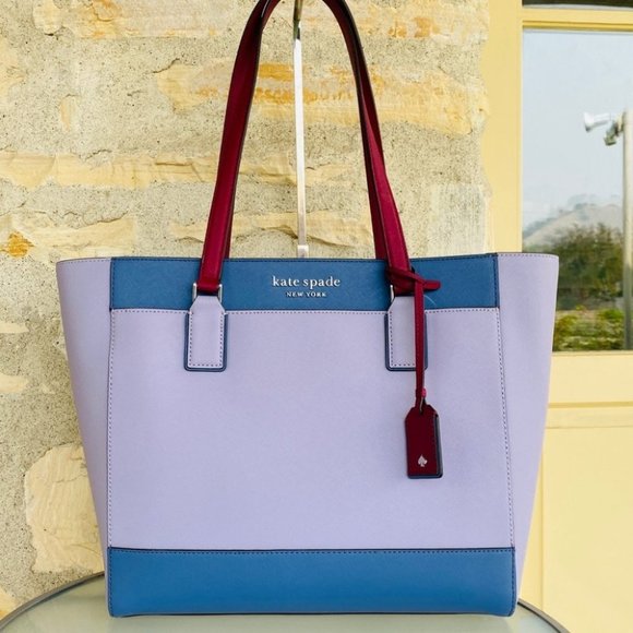 kate spade | Bags | Nwt Kate Spade Colorblock Laptop Leather Tote ...